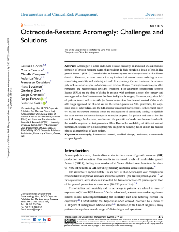 (PDF) Octreotide-Resistant Acromegaly: Challenges and Solutions | Giuliana Corica - Academia.edu