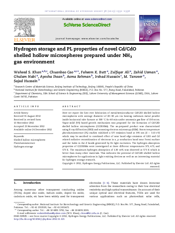 (PDF) Hydrogen storage and PL properties of novel Cd/CdO shelled hollow microspheres prepared ...