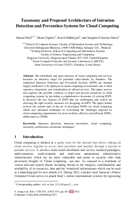 Pdf Taxonomy And Proposed Architecture Of Intrusion Detection And