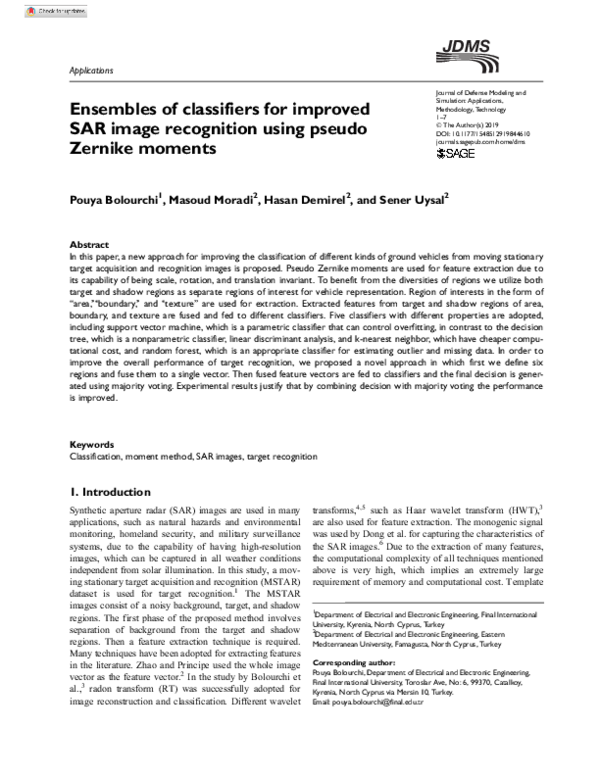 (PDF) Ensembles of classifiers for improved SAR image recognition using ...