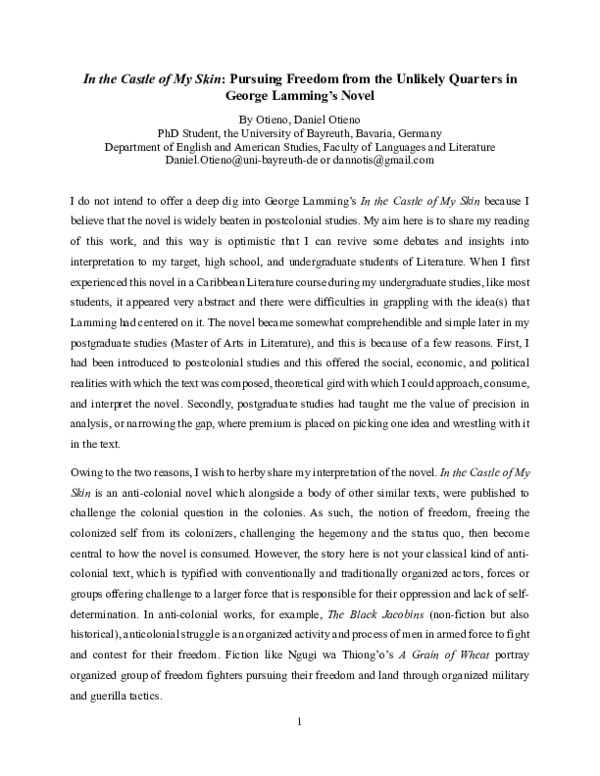 (PDF) In the Castle of My Skin: Pursuing Freedom from the Unlikely ...