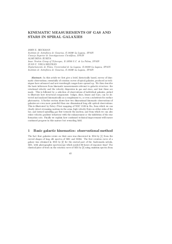 (PDF) Kinematic Measurements in Spiral Galaxies 2 Velocity fields and ...