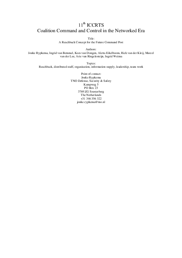 (PDF) Agile Command Post: A Reachback Approach