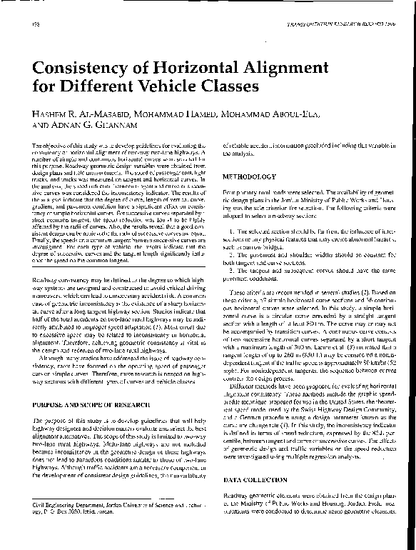 (PDF) Consistency of Horizontal Alignment for Different Vehicle Classes