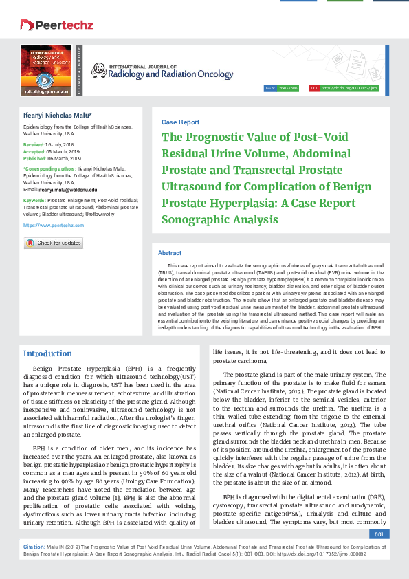 (PDF) The Prognostic Value of Post-Void Residual Urine Volume ...