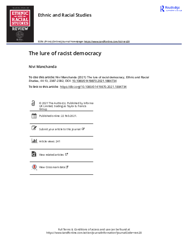 (PDF) The lure of racist democracy