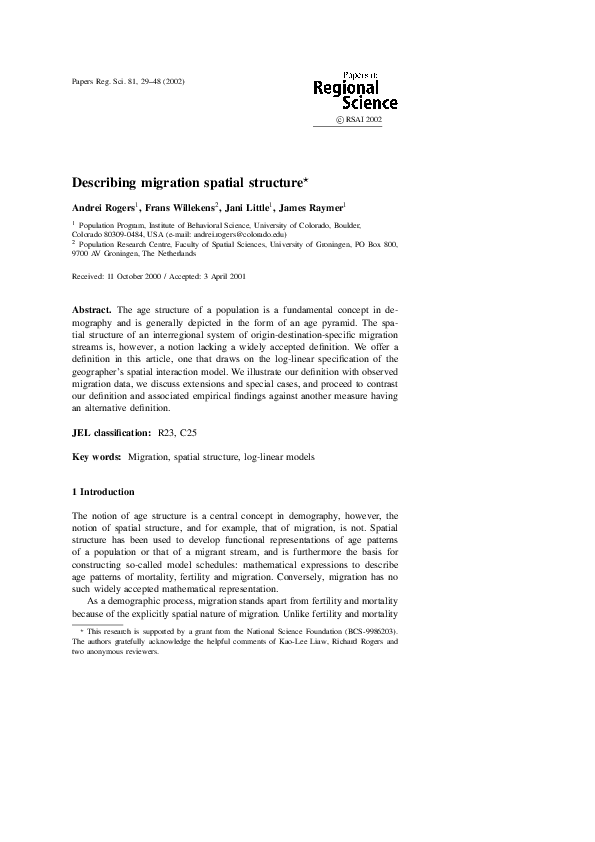 (PDF) Describing migration spatial structure