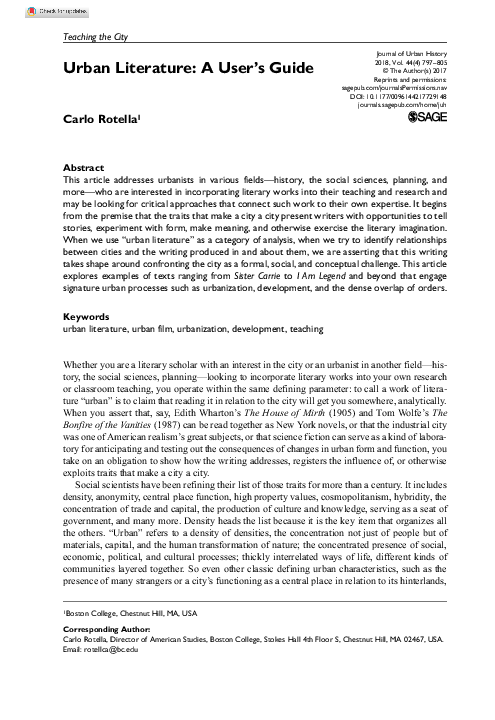 (PDF) Urban Literature: A User’s Guide