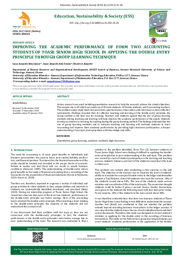 (PDF) Improving the Academic Performance of Form Two Accounting ...