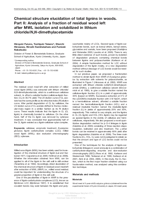(PDF) Chemical structure elucidation of total lignins in woods. Part II ...