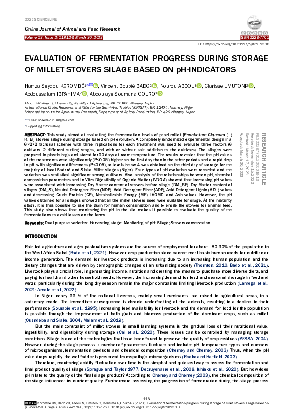 (PDF) Evaluation of fermentation progress during storage of millet ...