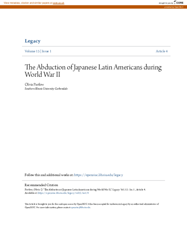 (PDF) The Abduction of Japanese Latin Americans during World War II