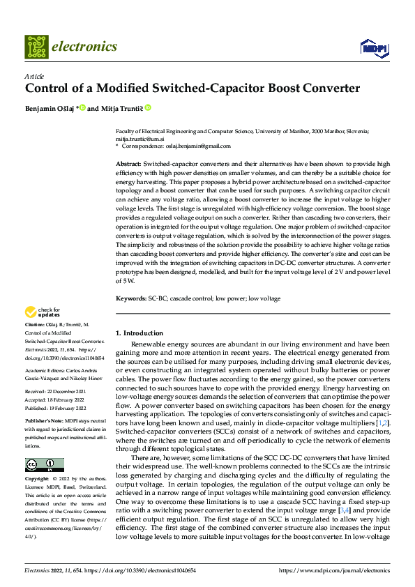 (PDF) Control of a Modified Switched-Capacitor Boost Converter