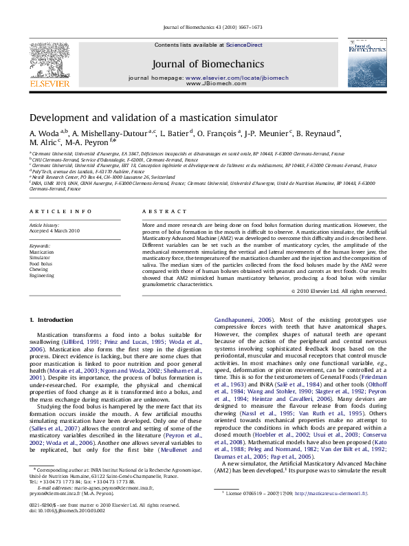 (PDF) Development and validation of a mastication simulator