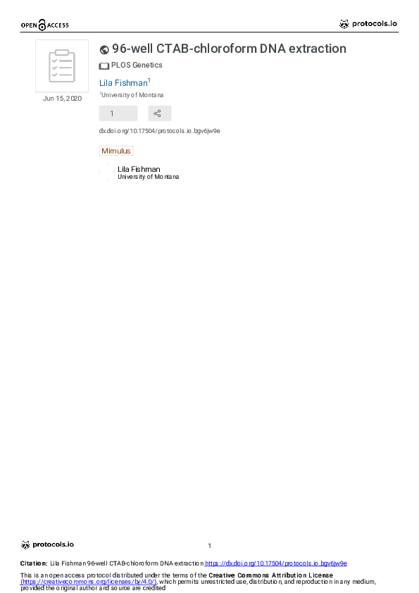 (PDF) 96-well CTAB-chloroform DNA extraction v1 | Lila Fishman ...
