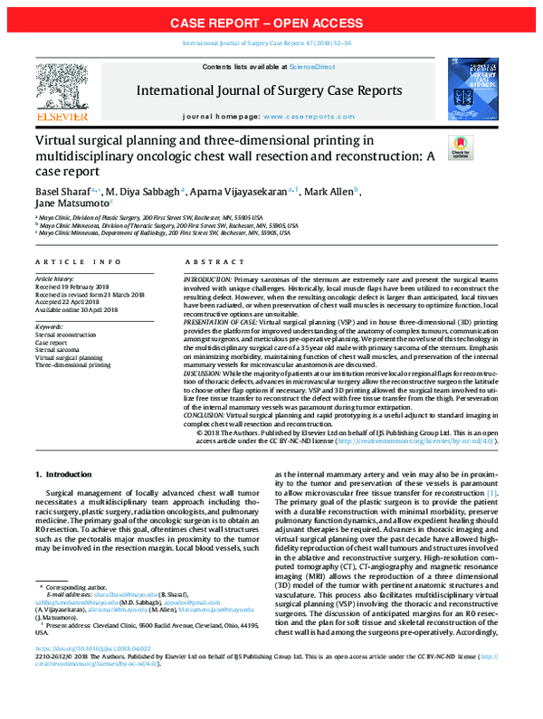 (PDF) Virtual surgical planning and three-dimensional printing in ...