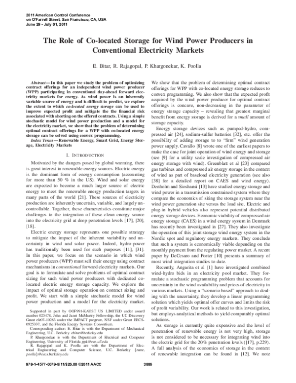 (PDF) The role of co-located storage for wind power producers in ...