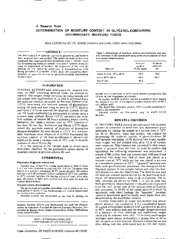 (PDF) Determination of Moisture Content in Glycerol‐Containing ...