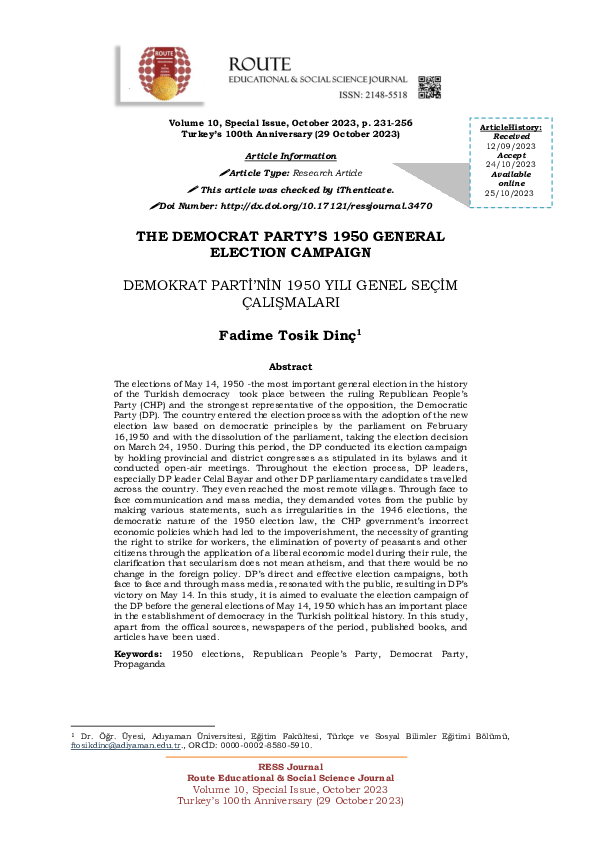 (PDF) THE DEMOCRAT PARTY'S 1950 GENERAL ELECTION CAMPAIGN DEMOKRAT ...