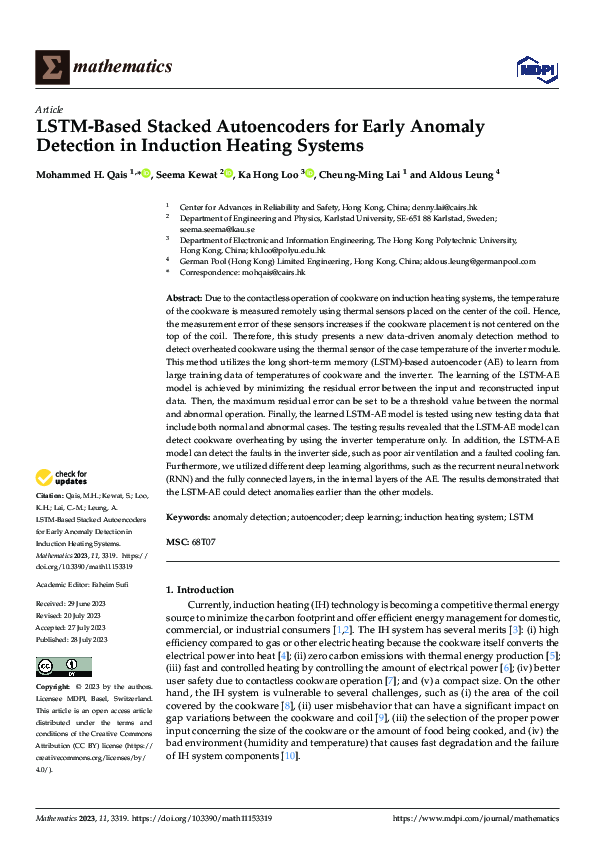 Pdf Lstm Based Stacked Autoencoders For Early Anomaly Detection In Induction Heating Systems