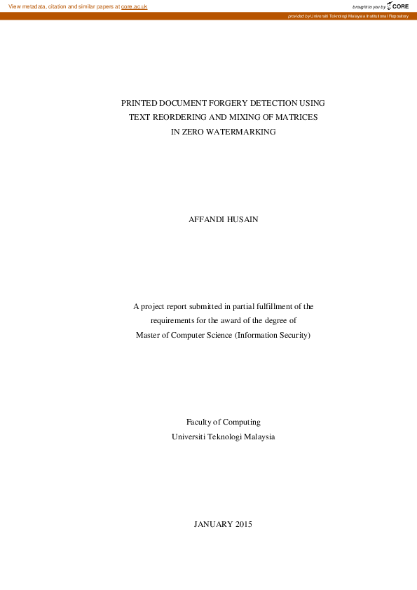 (PDF) Printed document forgery detection using text reordering and ...