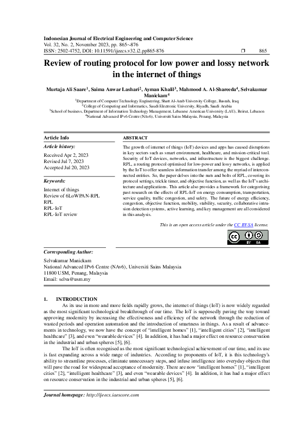 Pdf Review Of Routing Protocol For Low Power And Lossy Network In The