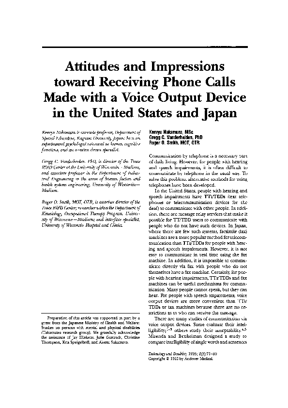 (PDF) Attitudes and Impressions toward Receiving Phone Calls Made with ...