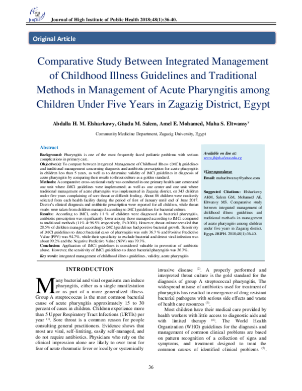 (PDF) Comparative Study Between Integrated Management of Childhood Illness Guidelines and ...