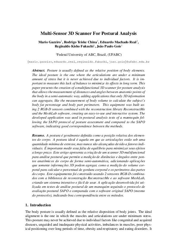 (PDF) Multi-Sensor 3D Scanner For Postural Analysis