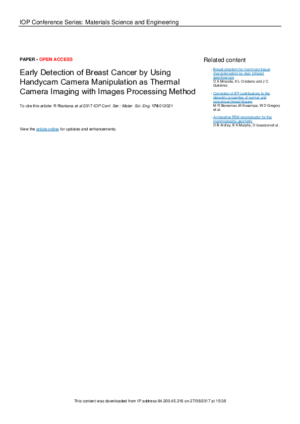 (PDF) Early Detection of Breast Cancer by Using Handycam Camera ...