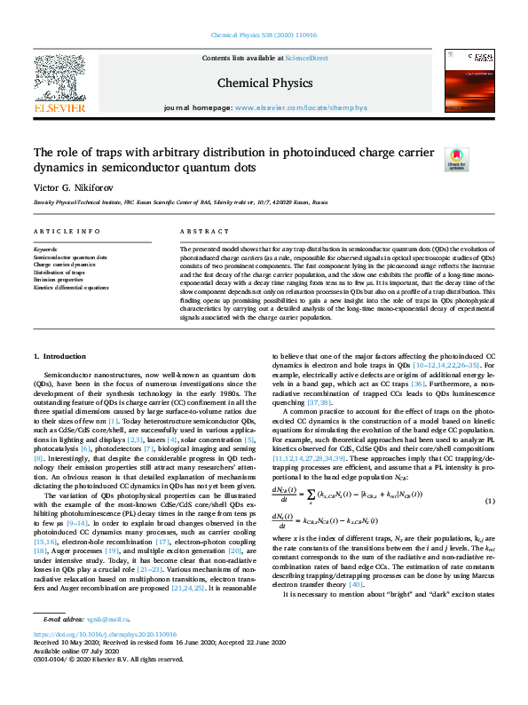 (PDF) The role of traps with arbitrary distribution in photoinduced charge carrier dynamics in ...