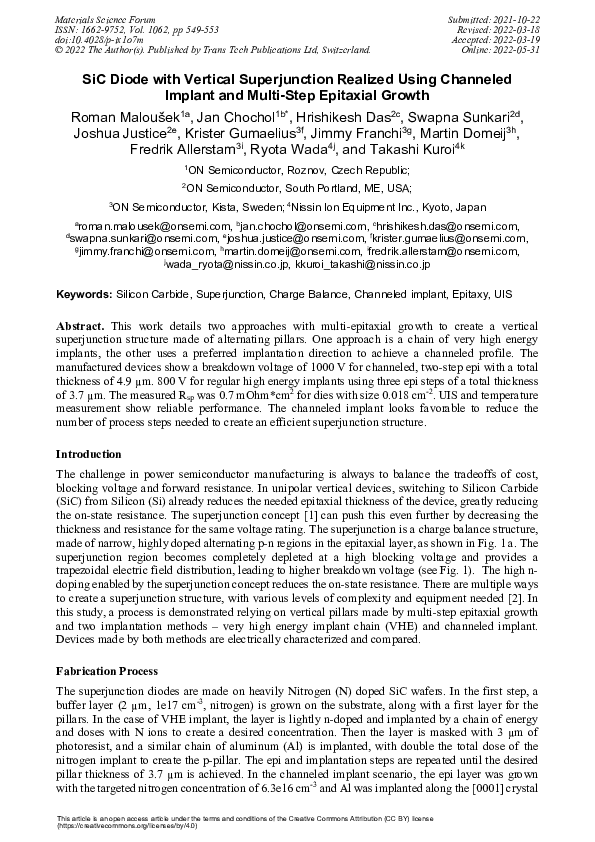 (PDF) SiC Diode with Vertical Superjunction Realized Using Channeled ...