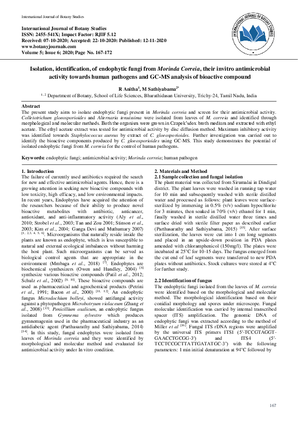 (PDF) Isolation, identification, of endophytic fungi from Morinda Correia, their invitro ...