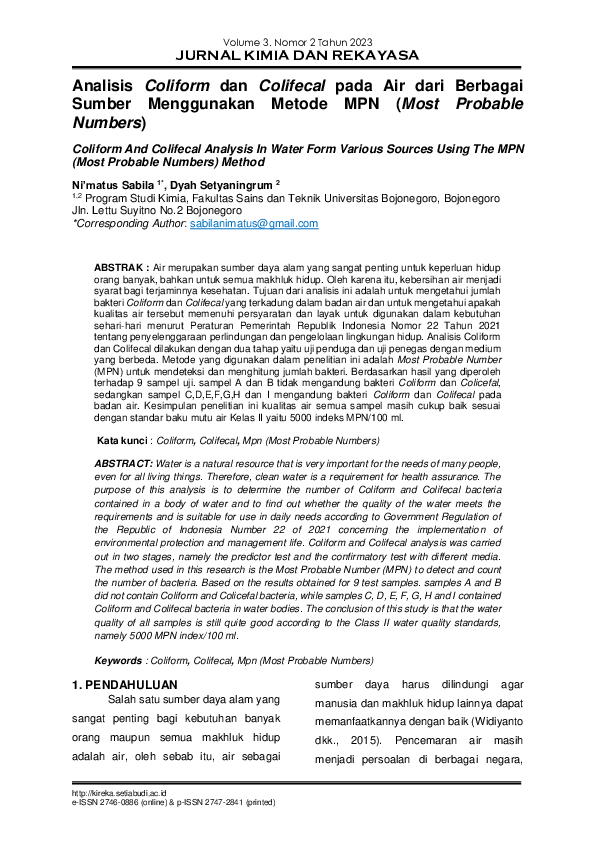 (PDF) Coliform and Colifecal Analysis In Water Form Various Sources ...