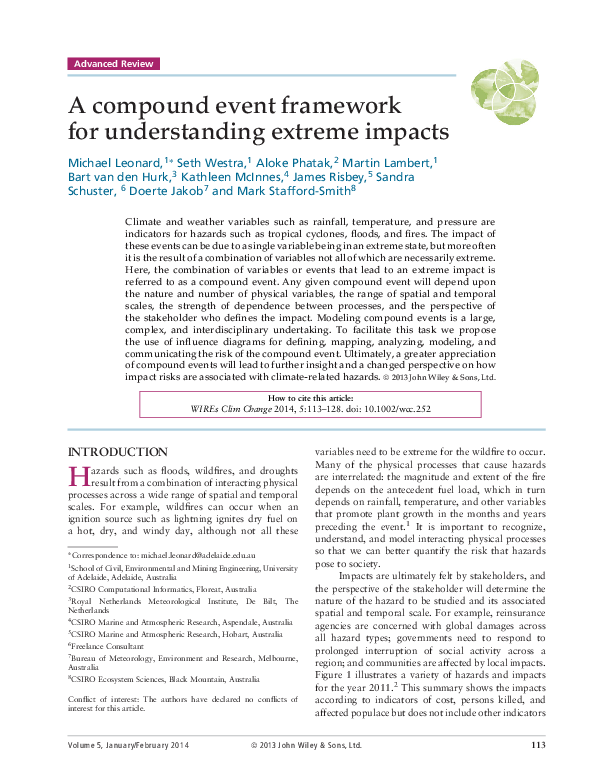 (PDF) A compound event framework for understanding extreme impacts