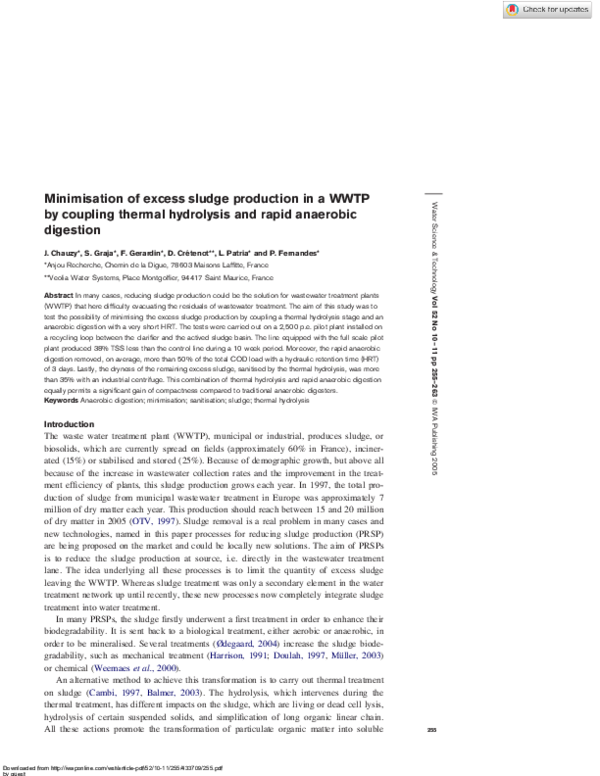 (PDF) Minimisation of excess sludge production in a WWTP by coupling ...