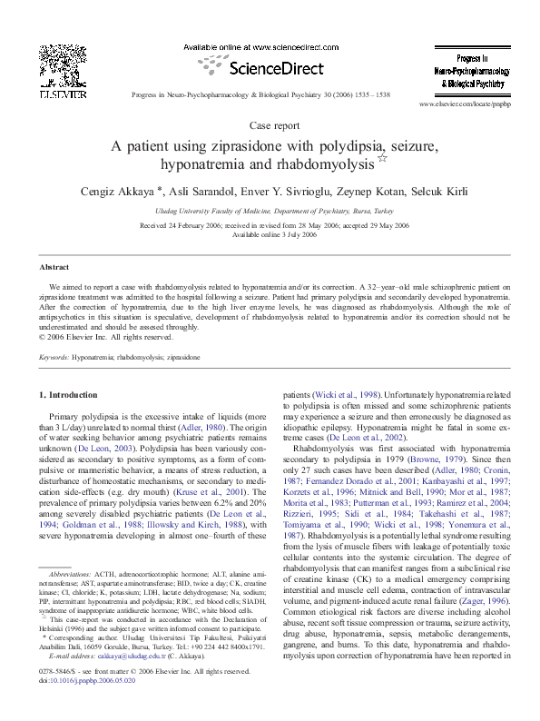 (PDF) A patient using ziprasidone with polydipsia, seizure ...