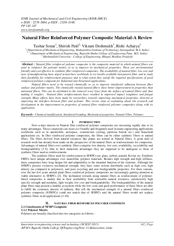 (PDF) Natural Fiber Reinforced Polymer Composite Material-A Review