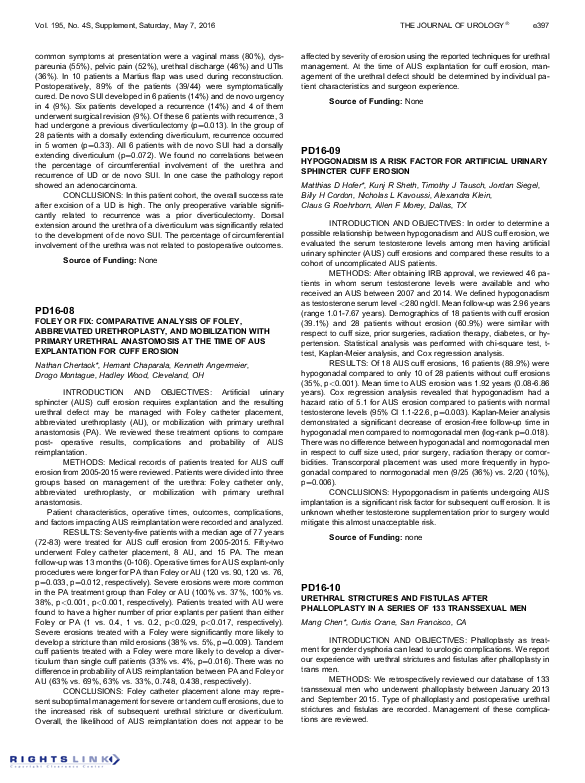 (PDF) PD16-10 Urethral Strictures and Fistulas After Phalloplasty in a Series of 133 Transsexual Men