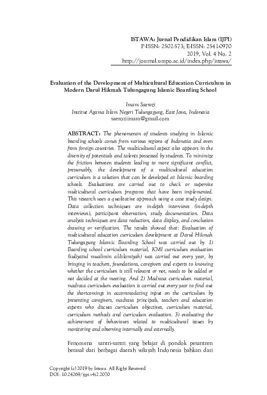 (PDF) Evaluation of the Development of Multicultural Education Curriculum in Modern Darul Hikmah ...