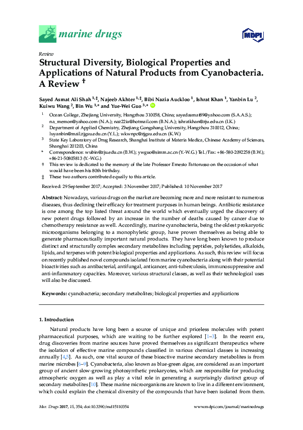 (PDF) Structural Diversity, Biological Properties and Applications of ...
