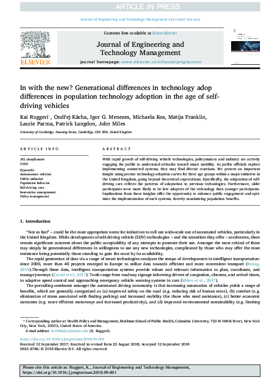 (PDF) In with the new? Generational differences in technology adop ...