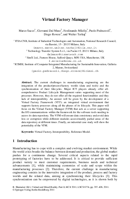 (PDF) Virtual factory manager