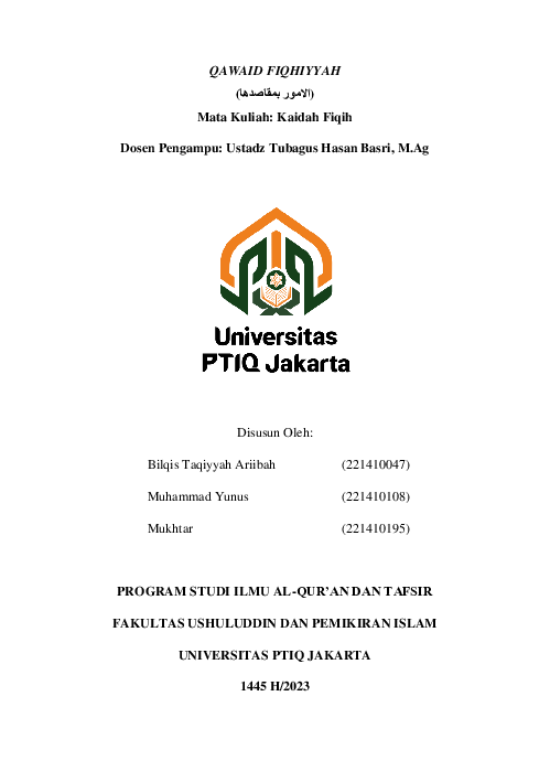 (PDF) Kaidah Fiqih Al Umuru Bimaqasidiha