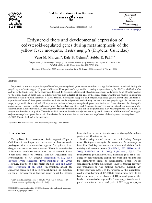(PDF) Ecdysteroid titers and developmental expression of ecdysteroid ...