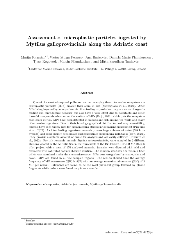 (PDF) Assessment of microplastic particles ingested by Mytilus galloprovincialis along the ...