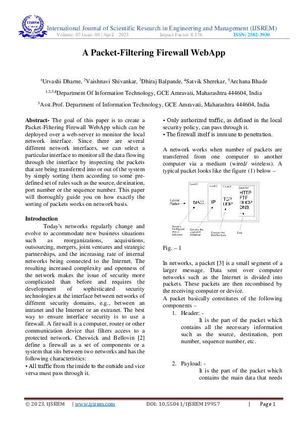 (PDF) A Packet-Filtering Firewall WebApp