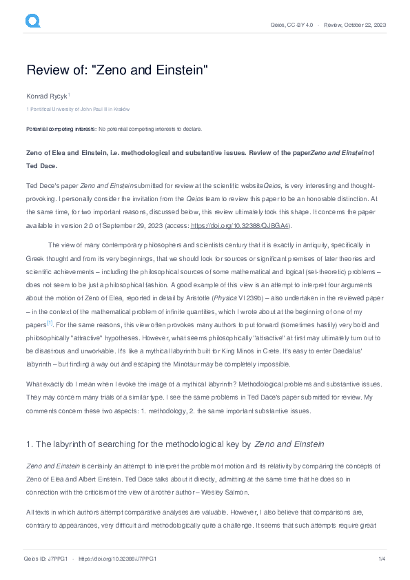 (PDF) Review of: "Zeno and Einstein"