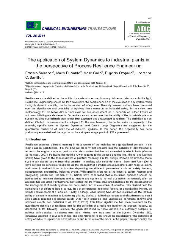 (PDF) The application of System Dynamics to industrial plants in the perspective of Process ...