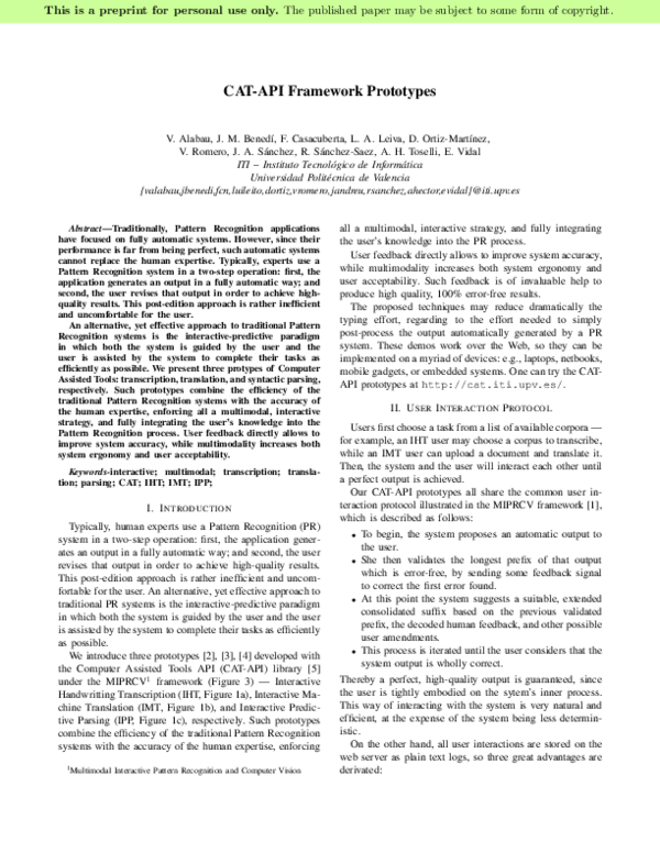 (PDF) CAT-API Framework Prototypes